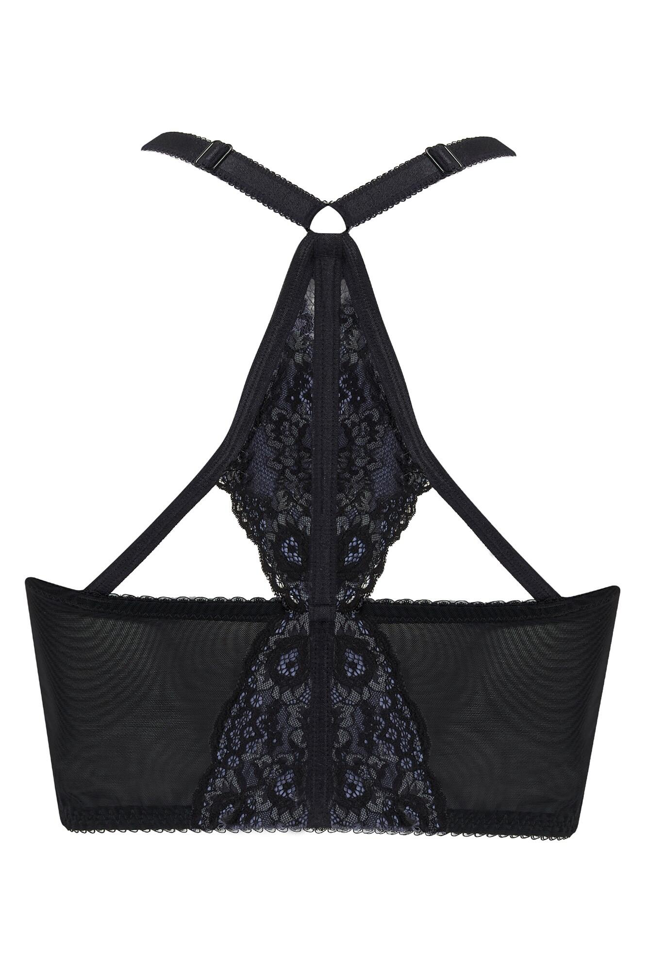 Opulence Front Fastening Underwired Bralette C-G in Slate/Black | Pour Moi