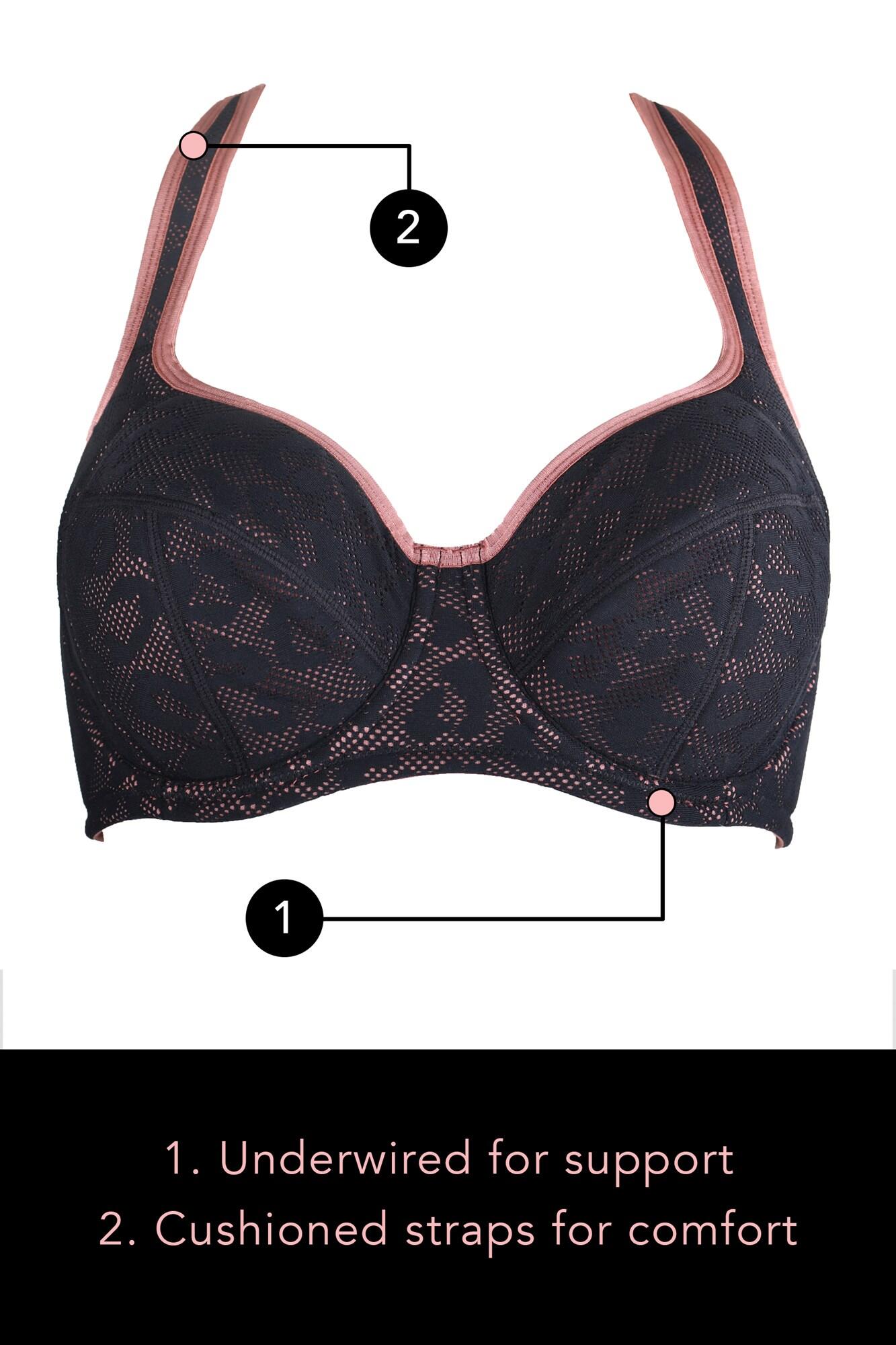Energy Reach Underwired Lightly Padded Sports Bra In Black Lace Pour Moi