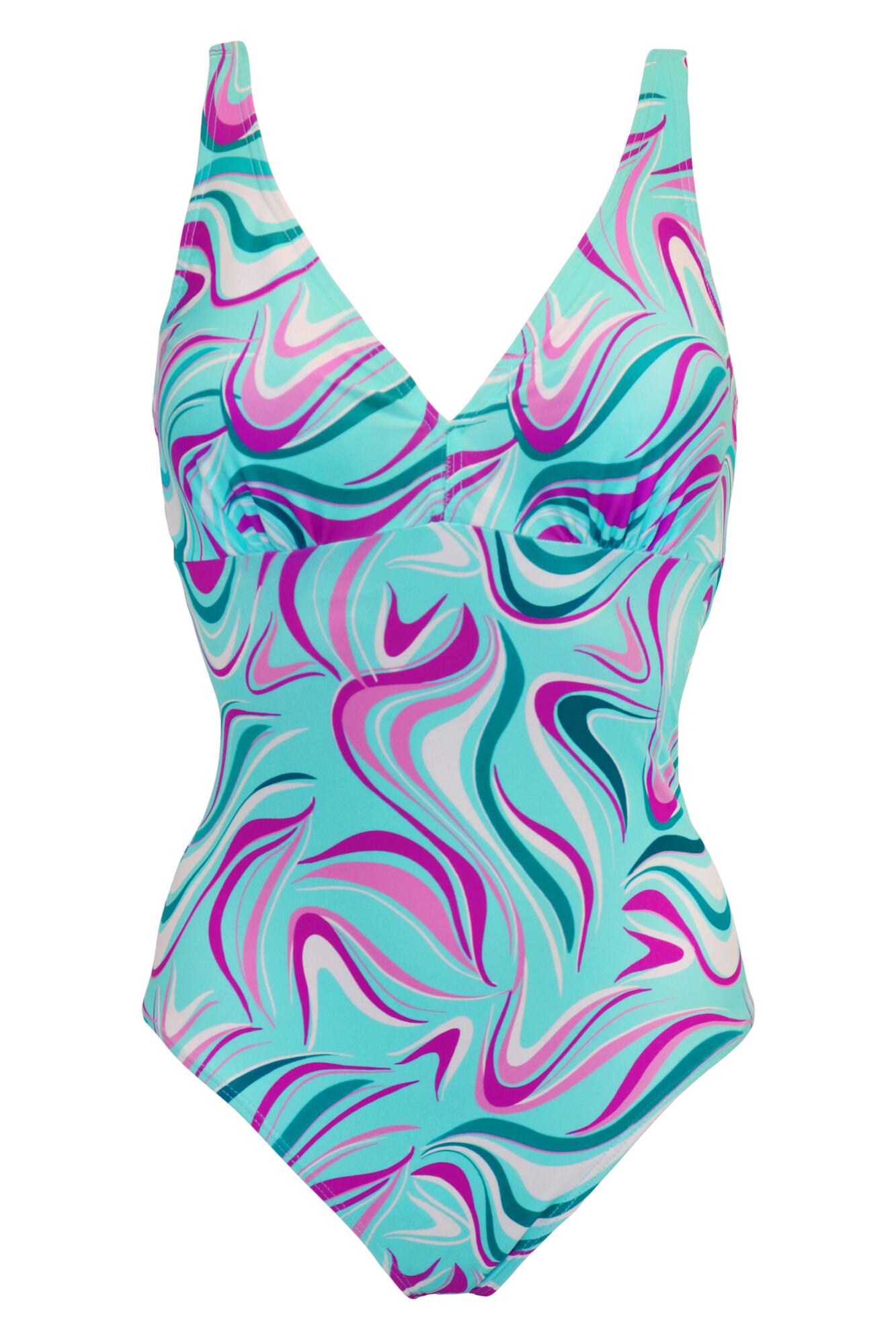 Carnival V Neck Tummy Control Swimsuit In Aquaburst Pour Moi