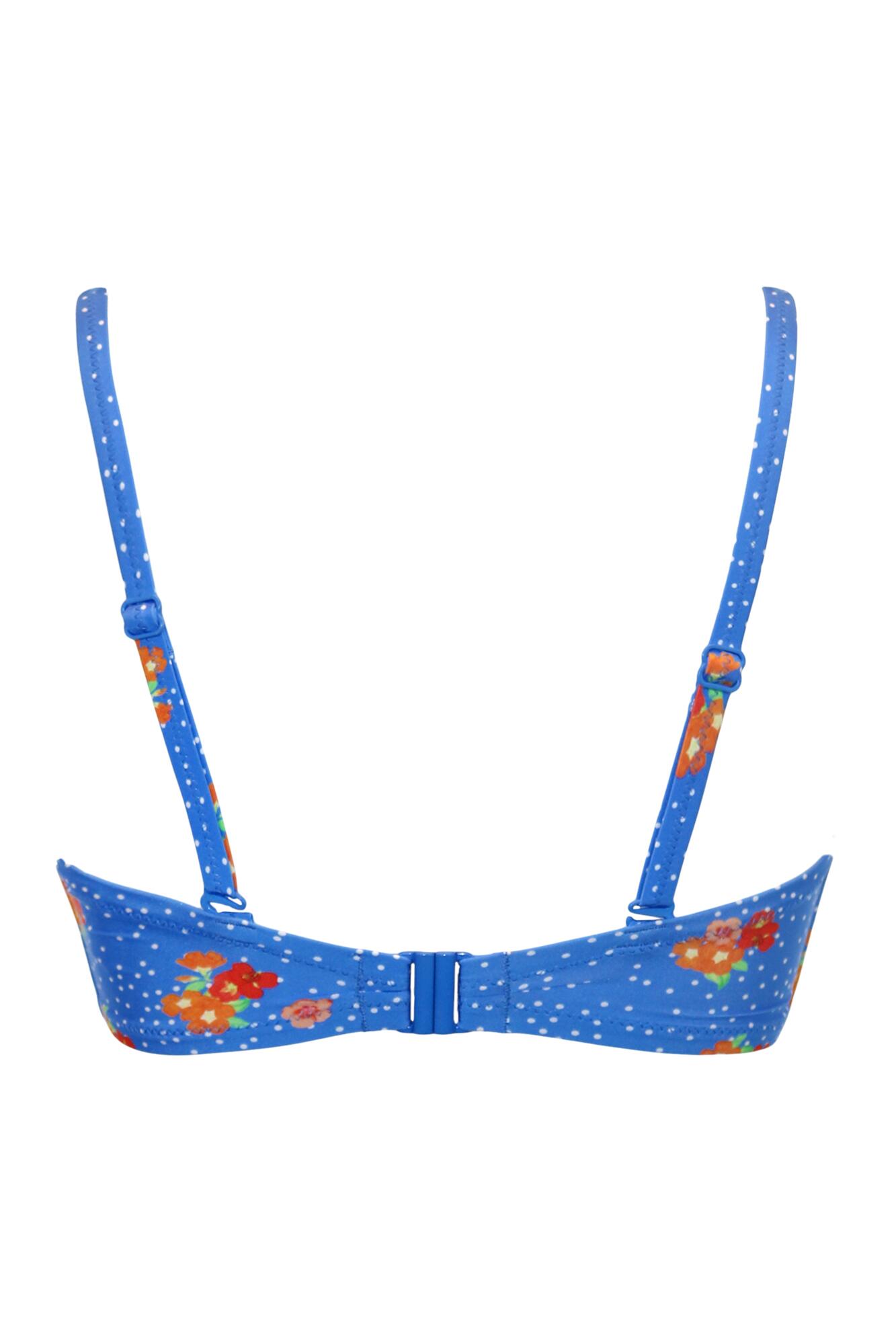 Santa Cruz Strapless Lightly Padded Underwired Bikini Top In Blue Floral Pour Moi