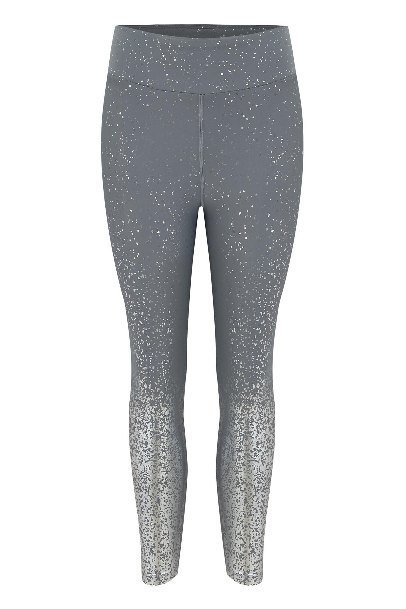 Energy 7 8 Metallic Print Legging in Grey Silver Pour Moi