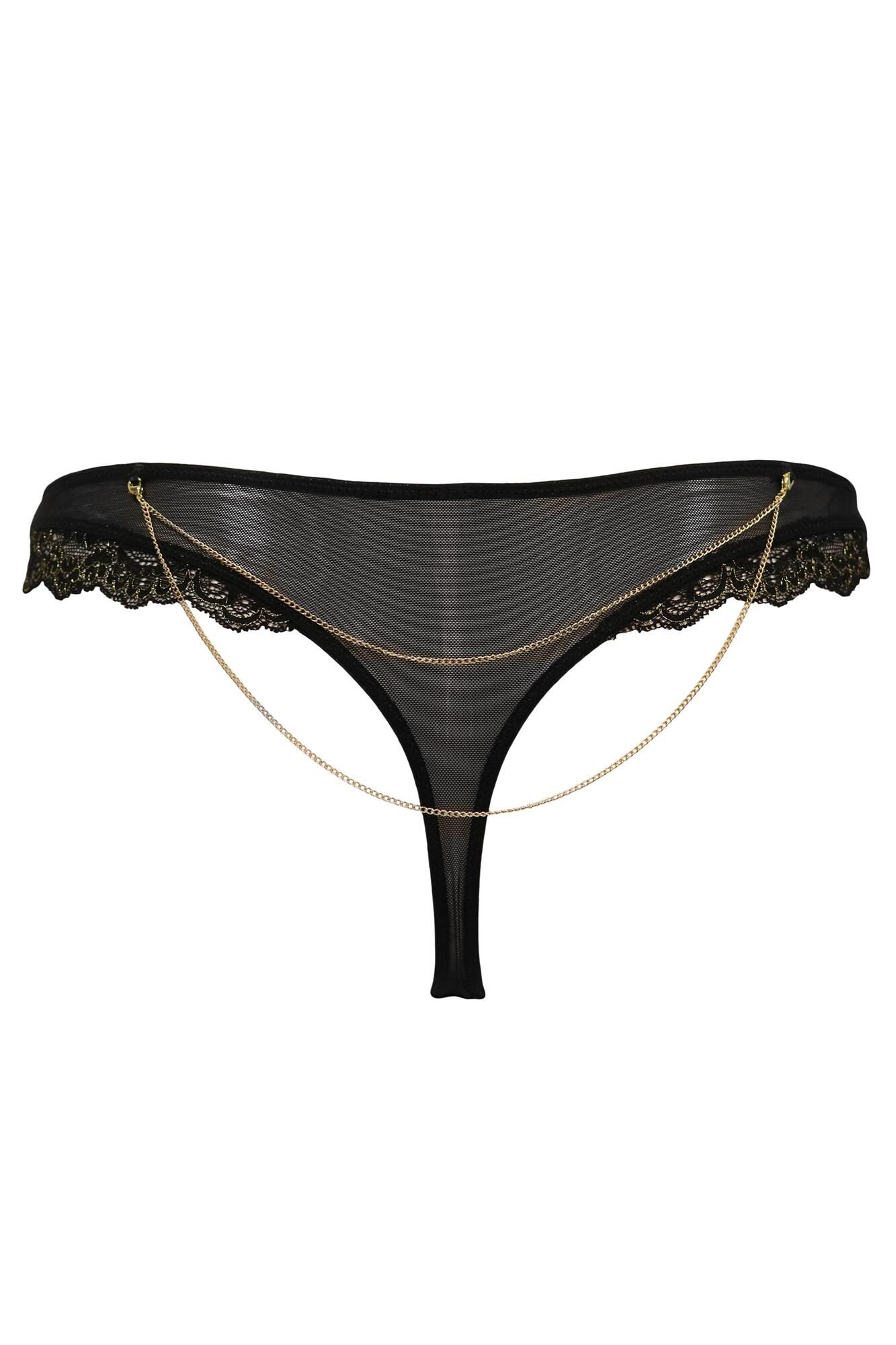 Laced In Gold Thong In Black Gold Pour Moi