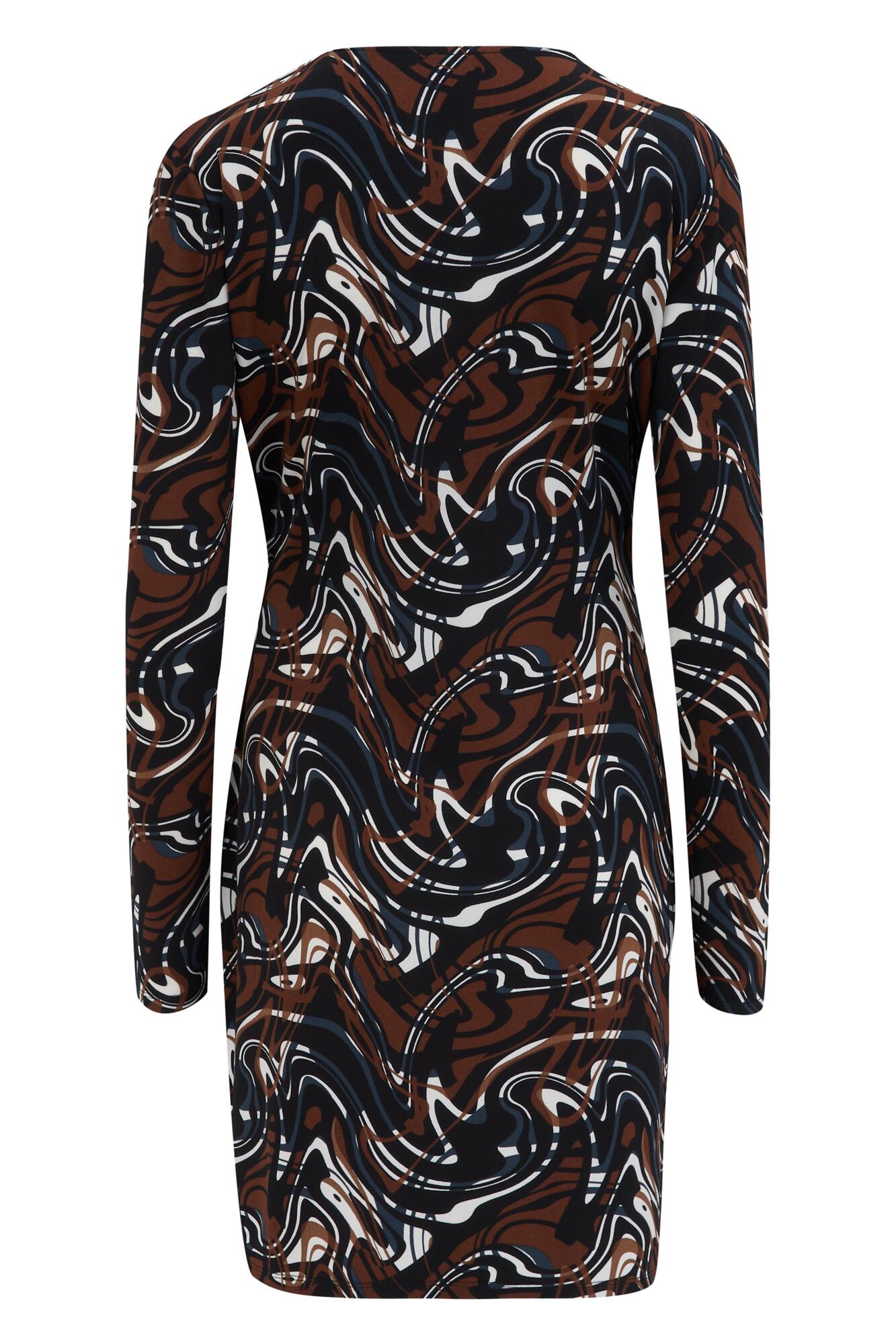 Bryony Fuller Bust Slinky Jersey Wrap Mini Dress in Black/Brown | Pour Moi