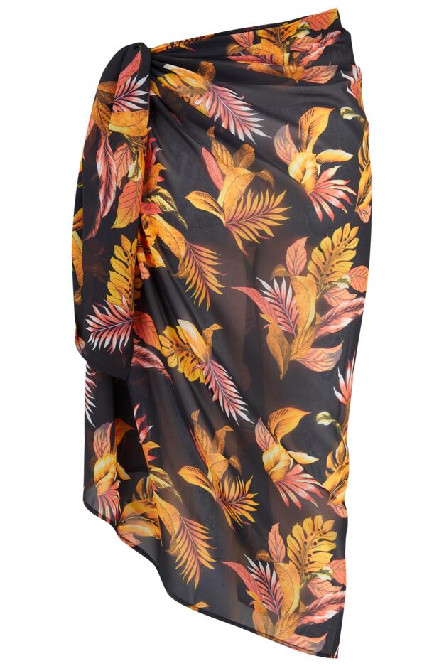 Luxe Chiffon Sarong Skirt In Blackgold Pour Moi