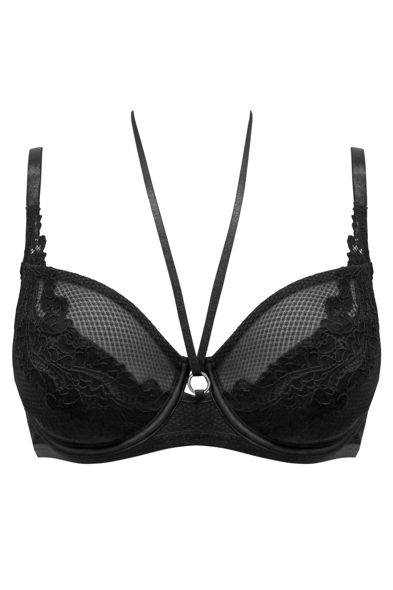 Lavish Underwired Removable Strap Bra C J in Black Pour Moi