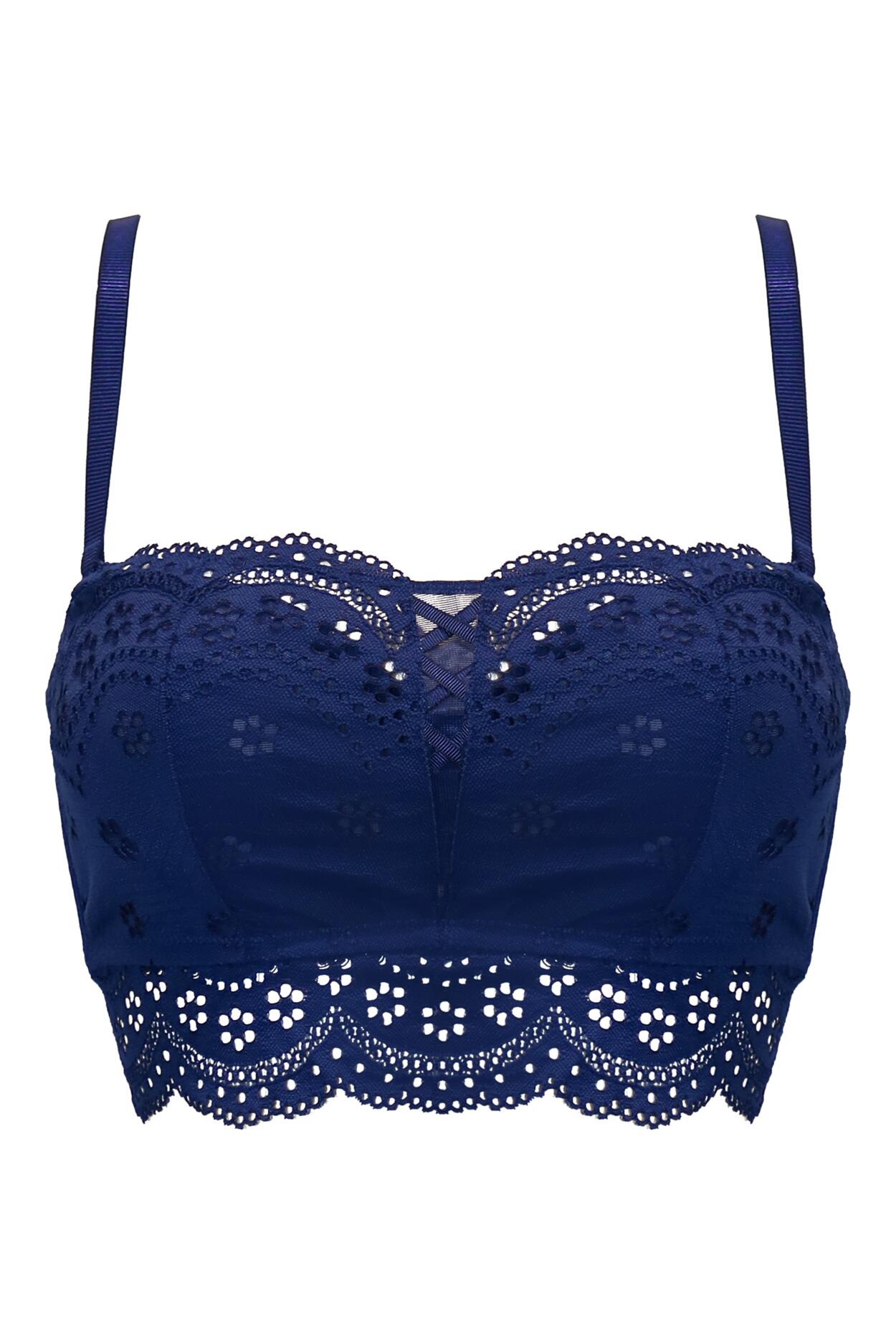 Swoon Strapless Longline Bra in Navy | Pour Moi