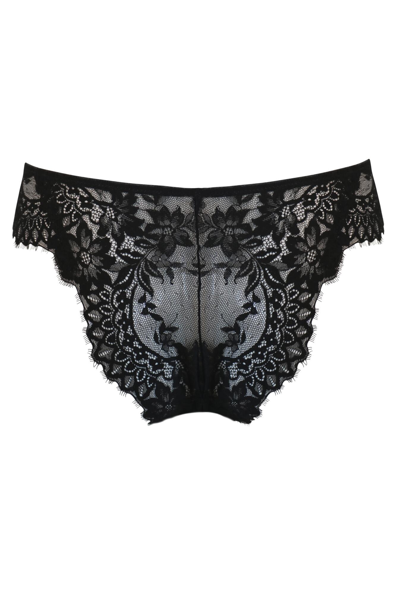 Nova Eyelash Lace Basque Set in Black | Pour Moi